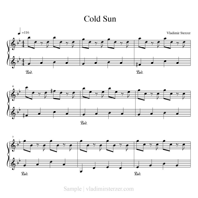 Vladimir Sterzer, Cold Sun (PDF) | Noten, Klavier, Piano Sheet Music
